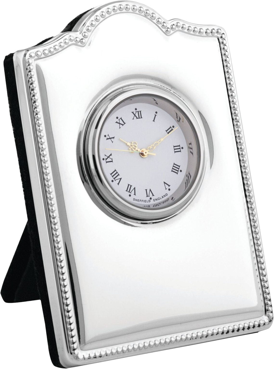 Sterling Silver Beaded Mini Desk Clock by Carrs Silver