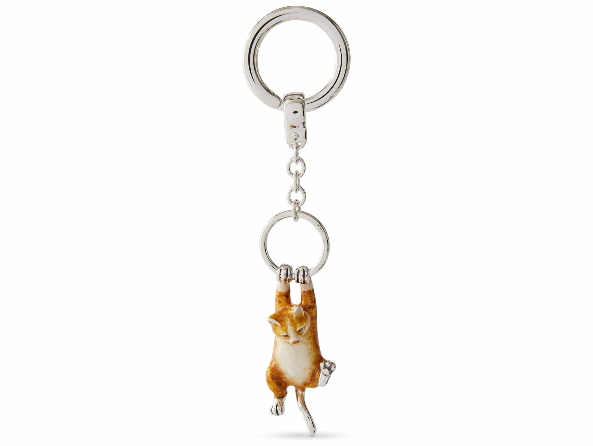 Saturno Silver Hanging Ginger Cat Keyring - Bonds the Jewellers