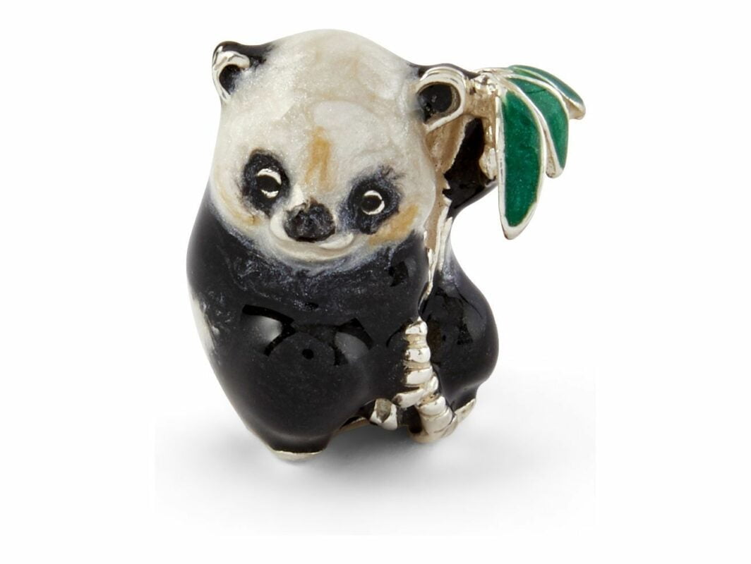 Saturno Silver and Enamel Miniature Panda with Bamboo Figurine - Bonds ...