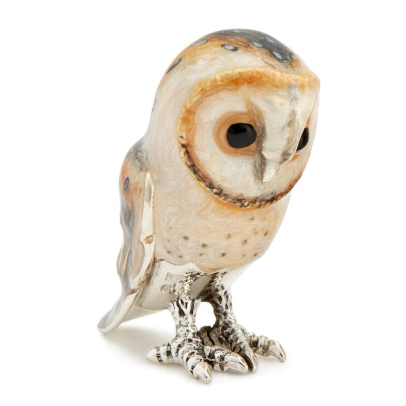 Saturno Sterling Silver with Enamel Barn Owl Figurines