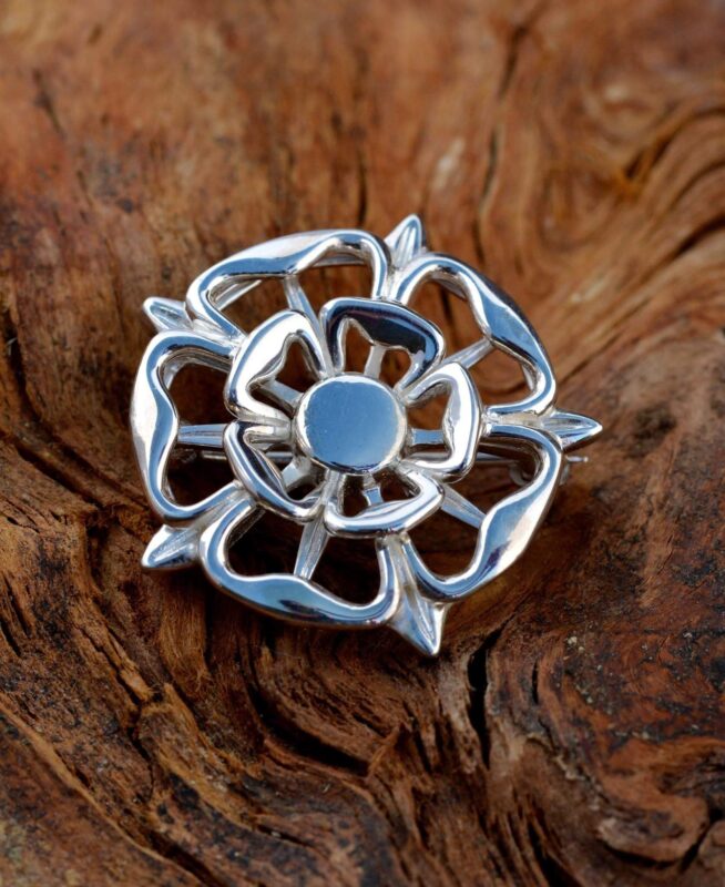 Sterling Silver Tudor Rose Brooch